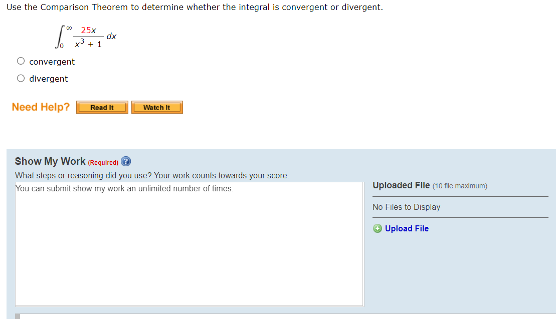 Solved Use the Comparison Theorem to determine whether the | Chegg.com