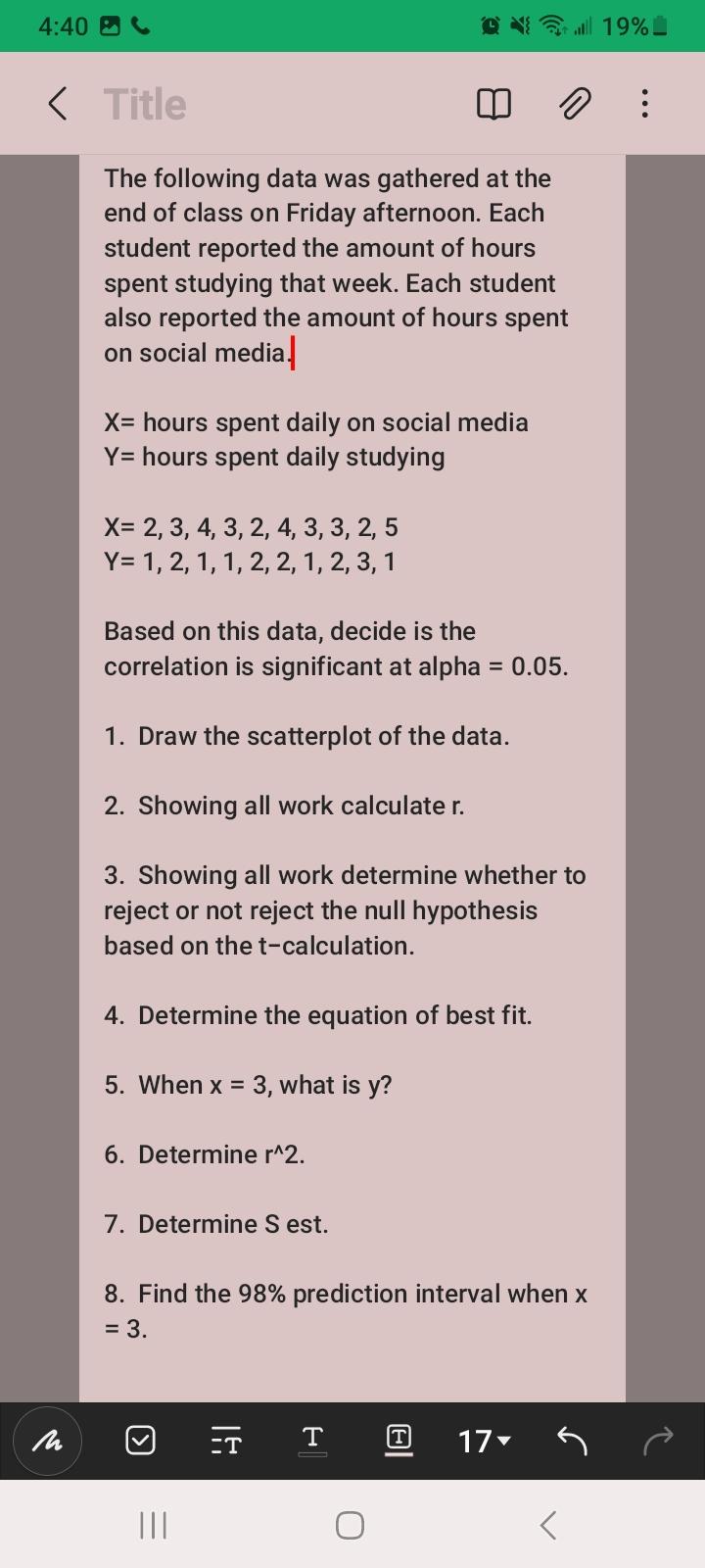 Solved The following data was gathered at the end of class | Chegg.com