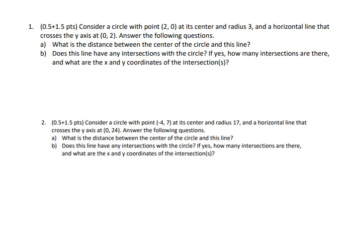 Solved (0.5+1.5pts) Consider a circle with point (2,0) at | Chegg.com Solved (0.5+1.5pts) Consider a circle with point (2,0) at | Chegg.com