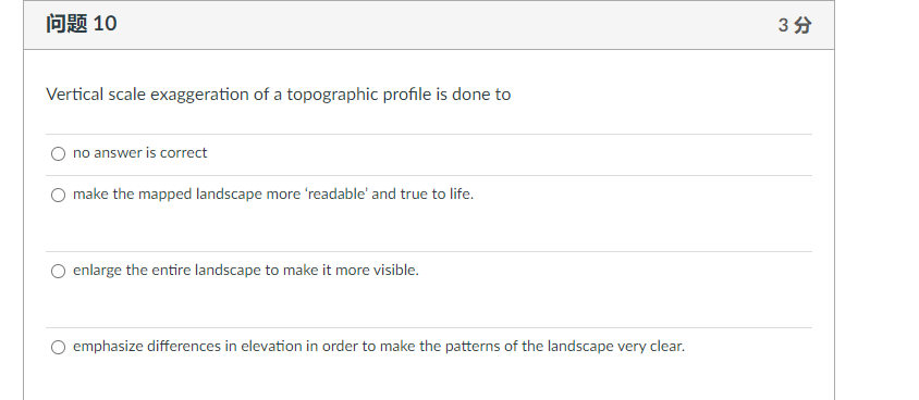 Solved 问题 10 39 Vertical scale exaggeration of a topographic | Chegg.com