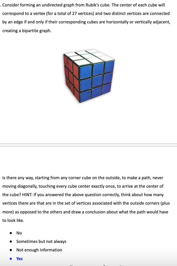 Solved . ﻿Consider forming an undirected graph from Rubik's | Chegg.com