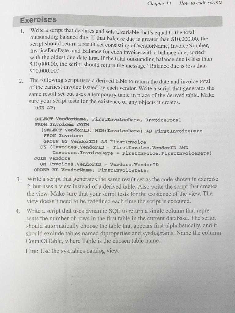 Invoices InvoicelD VendorID InvoiceNumber InvoiceDate | Chegg.com