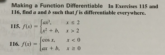 Solved Making a Function Differentiable In Exercises 115 and | Chegg.com