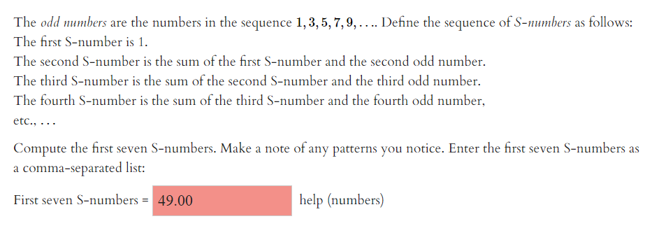 Solved The odd numbers are the numbers in the sequence 1, 3, | Chegg.com