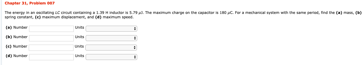 Solved Chapter 31, Problem 007 The energy in an oscillating | Chegg.com
