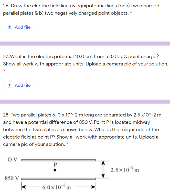 Solved 26. Draw the electric field lines & equipotential | Chegg.com