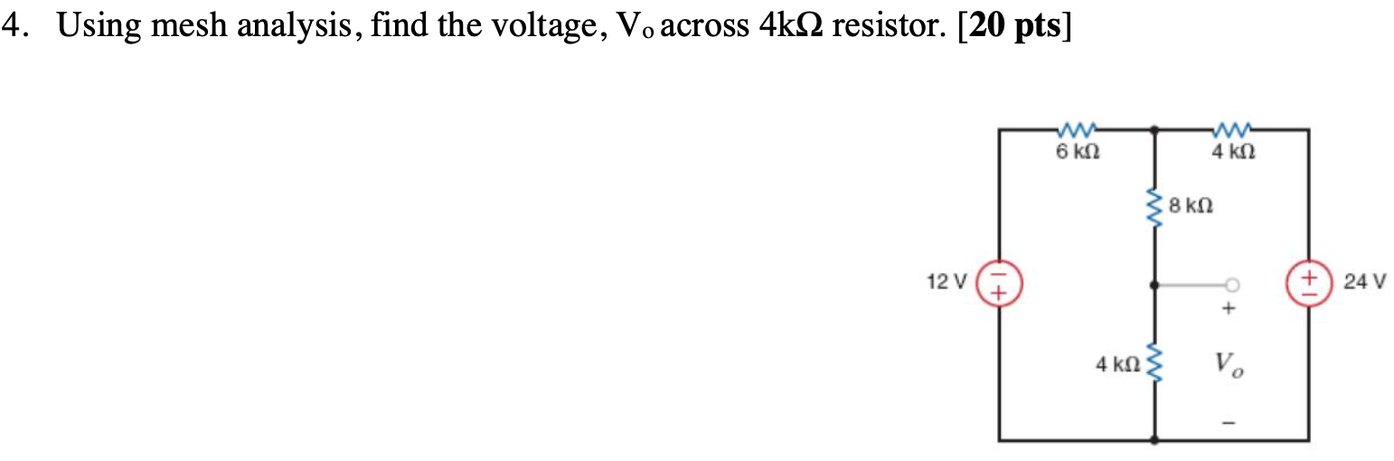 Solved 4. Using mesh analysis, find the voltage, Vo across | Chegg.com