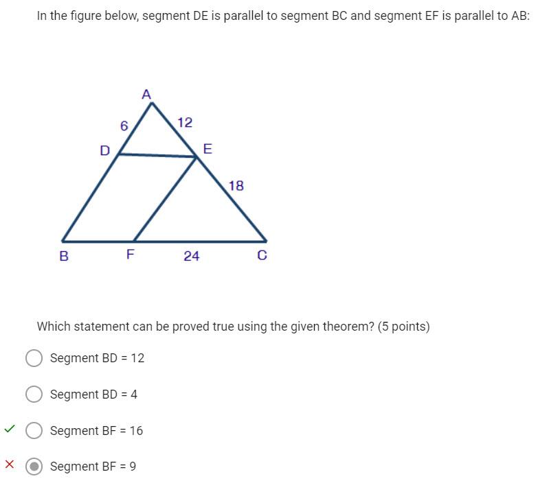 Solved In the figure below, segment DE is parallel to | Chegg.com
