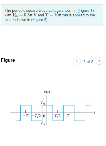 Solved The periodic square-wave voltage shown in (Figure 1) | Chegg.com