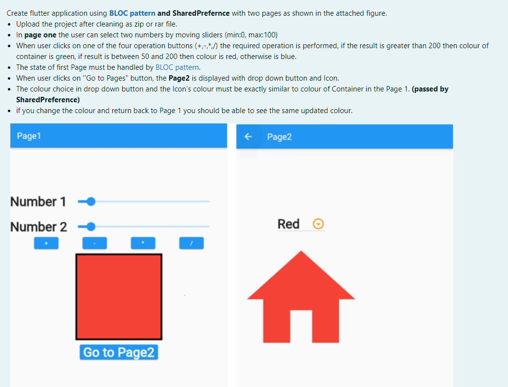 Solved Create flutter application using BLOC pattern and | Chegg.com