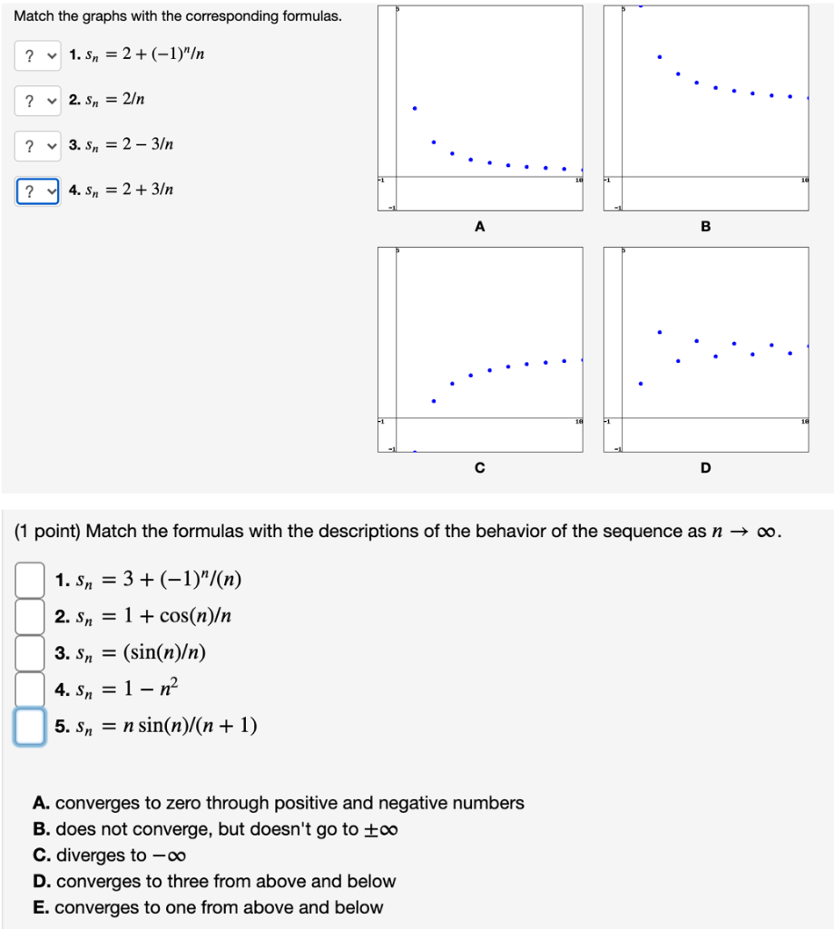 Solved Match the graphs with the corresponding formulas. ? | Chegg.com