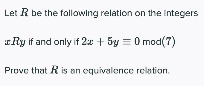Solved Let R be the following relation on the integers xRy | Chegg.com