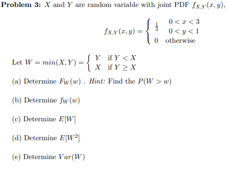 Solved Problem 3: X and Y are random variable with joint PDF | Chegg.com