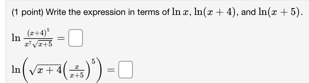 Solved (1 point) Write the expression in terms of | Chegg.com