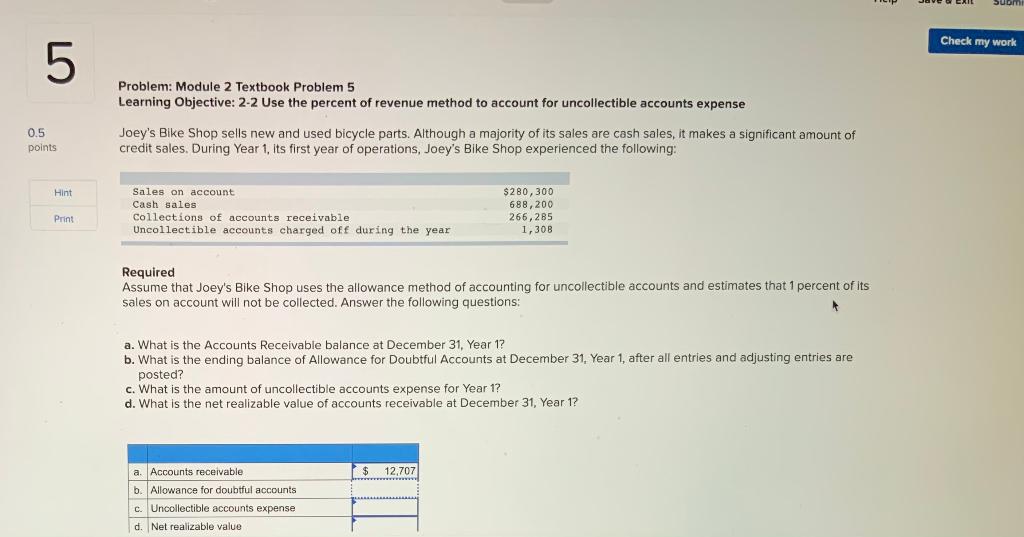 Solved Check my work 5 Problem: Module 2 Textbook Problem 5 | Chegg.com