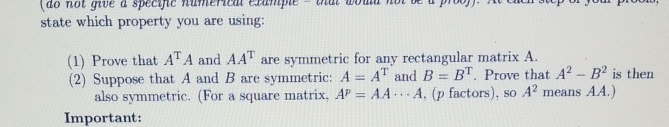 Solved Linear Algebra Use Properties Of The Transpose