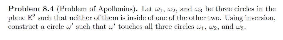 Solved Problem 8.4 (Problem of Apollonius). Let \\( | Chegg.com