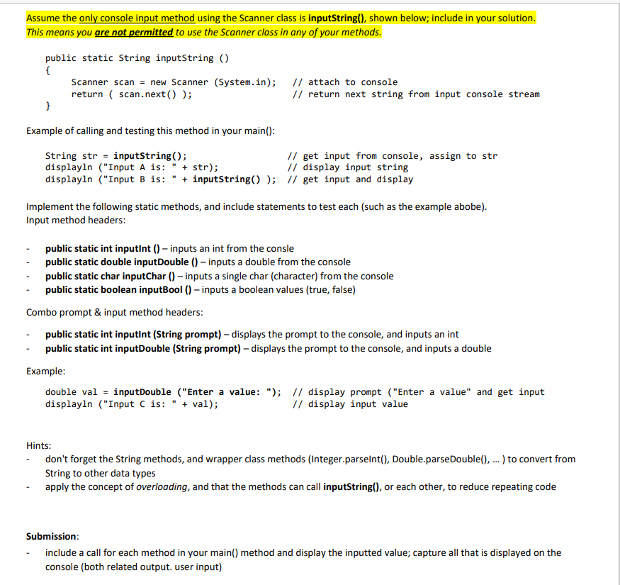 Solved Assume the only console input method using the | Chegg.com