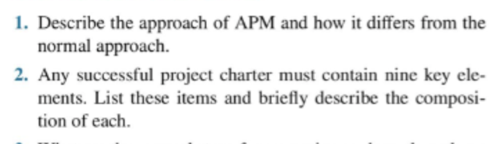 Solved 1. Describe the approach of APM and how it differs | Chegg.com