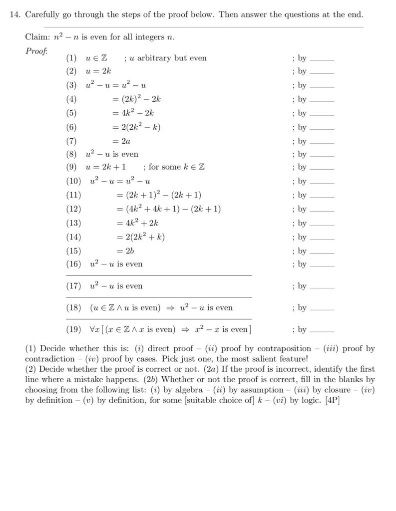 Solved 14. Carefully go through the steps of the proof | Chegg.com