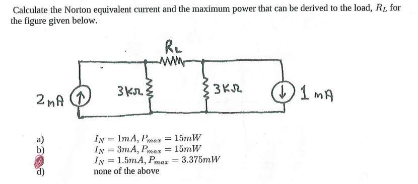 Solved Calculate the Norton equivalent current and the | Chegg.com
