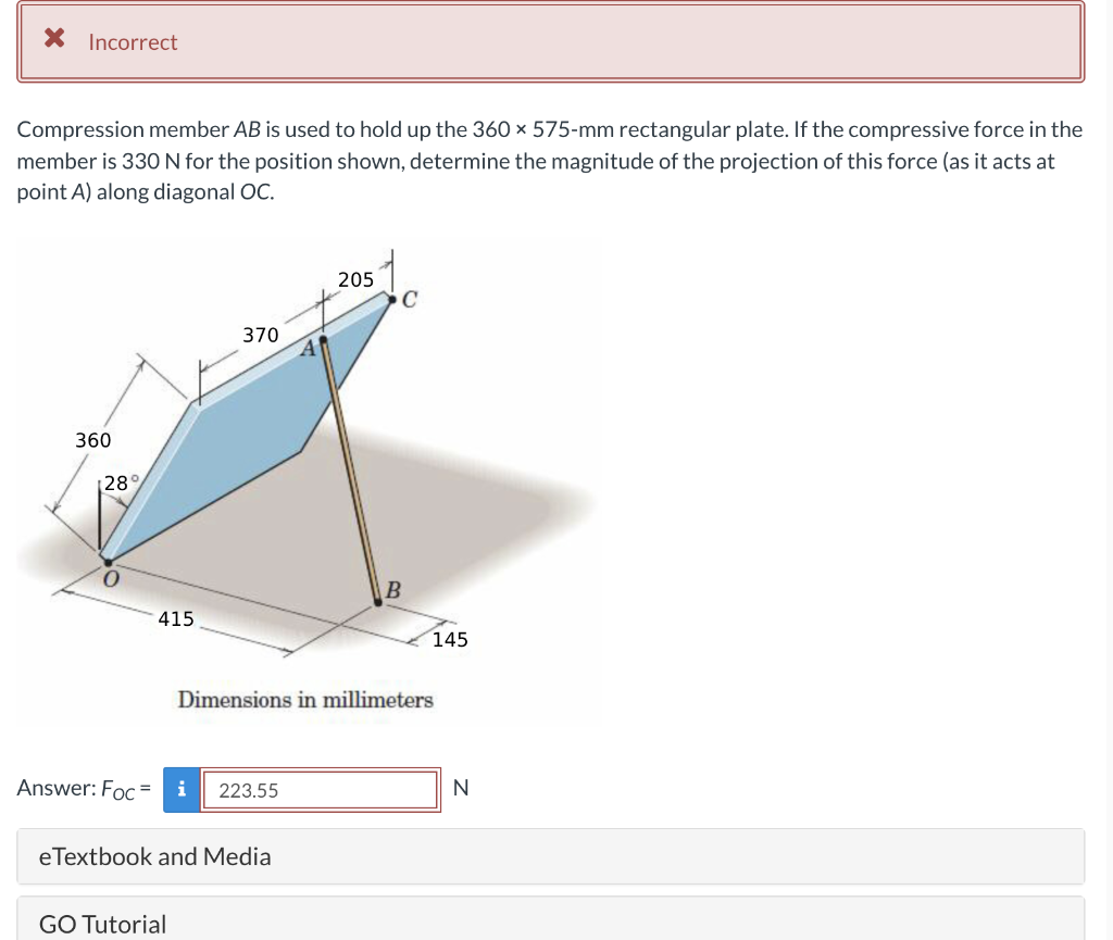 Solved X Incorrect Compression member AB is used to hold up | Chegg.com