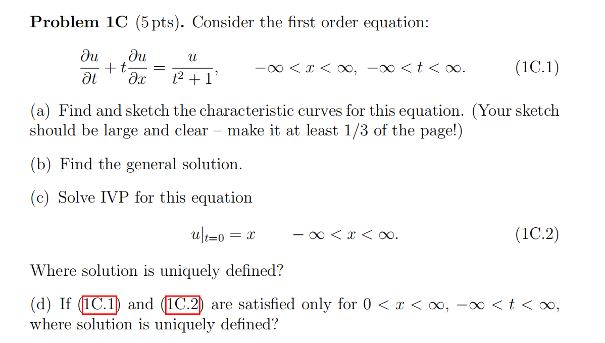 Solved Problem 1C (5 pts). Consider the first order | Chegg.com