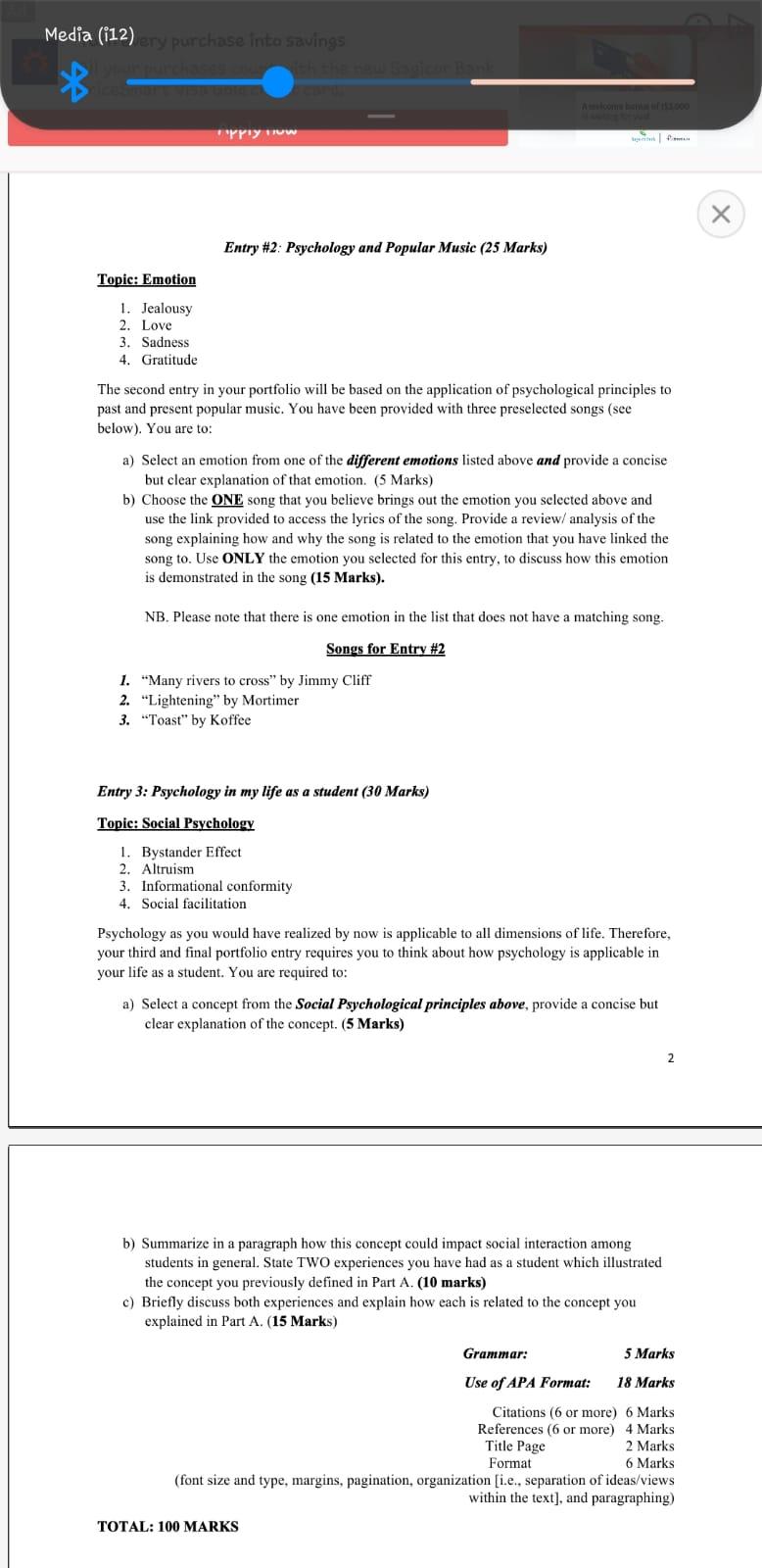 Solved The second entry in your portfolio will be based on | Chegg.com