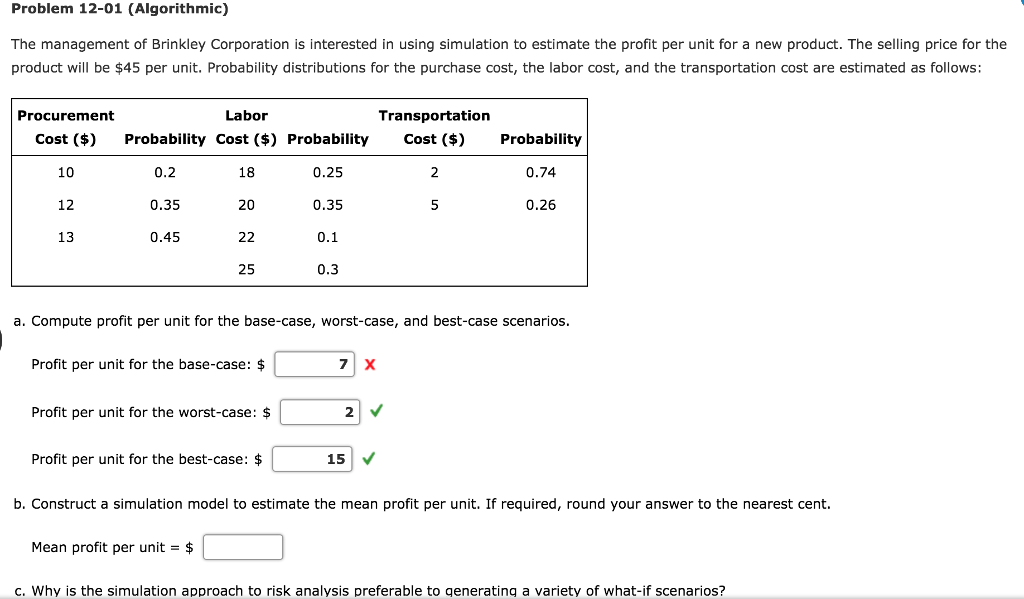Solved Problem 12-01 (Algorithmic) The management of | Chegg.com