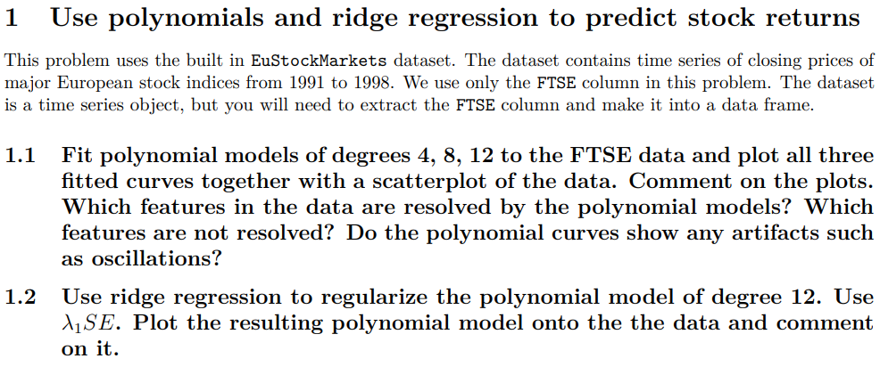 1 Use polynomials and ridge regression to predict | Chegg.com