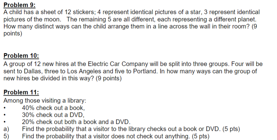 Solved Problem 9: A child has a sheet of 12 stickers; 4 | Chegg.com