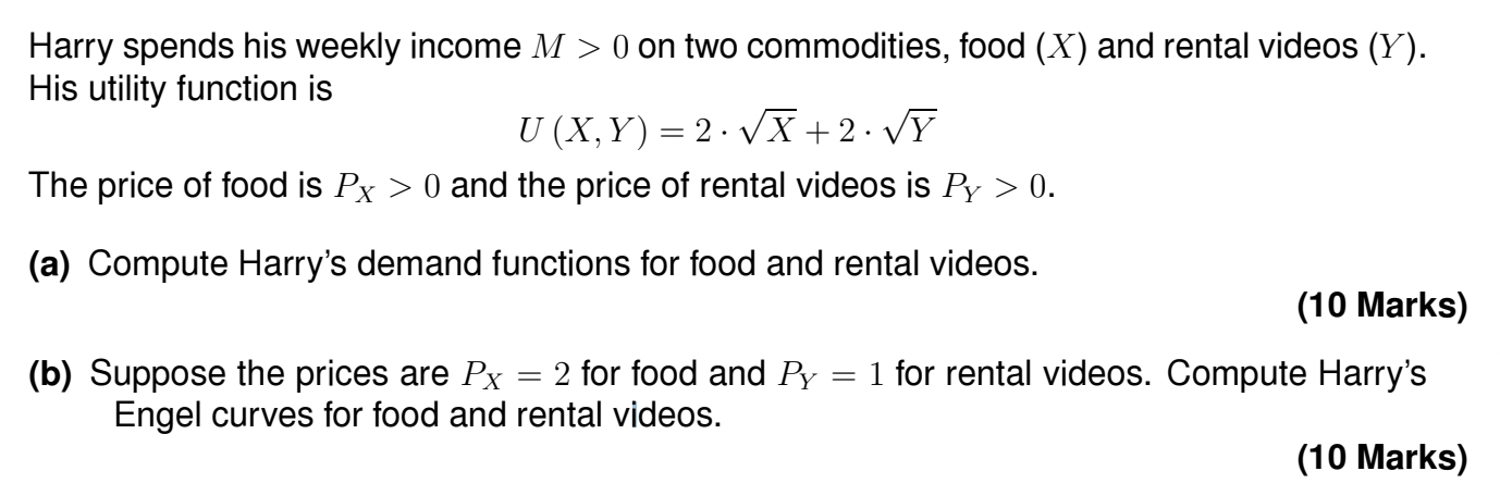 Solved Harry spends his weekly income M>0 on two | Chegg.com