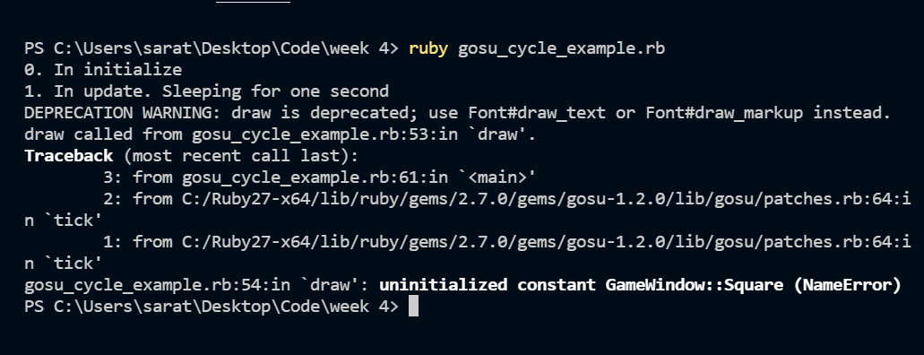 Solved I keep getting this error for gosu cycle Here is my | Chegg.com