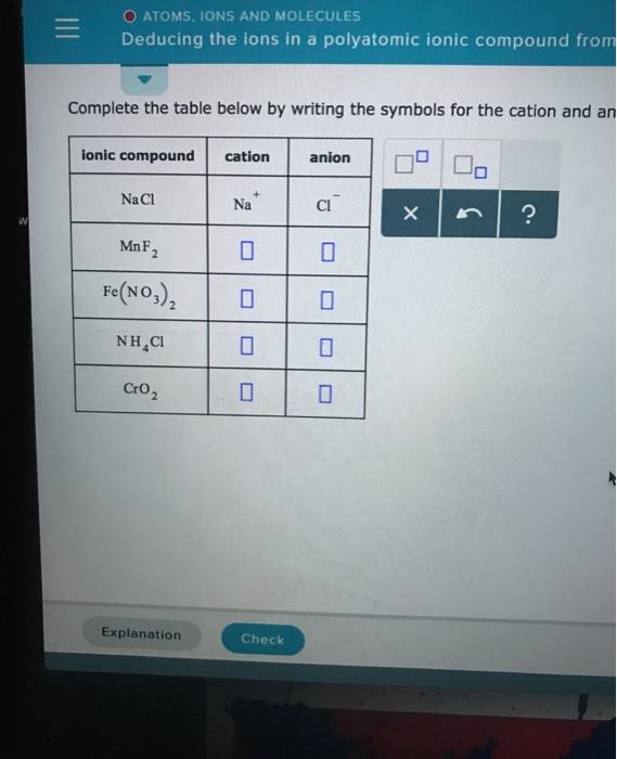 Solved O ATOMS, IONS AND MOLECULES Deducing the ions in a | Chegg.com