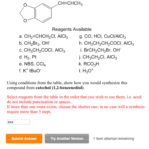 Solved CH-CHCH3 Reagents Available a. CH2 CHCH2CI, AICl3 g | Chegg.com