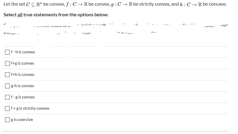 Solved Let the set CCRM be convex, f: C + R be convex,g: C R | Chegg.com