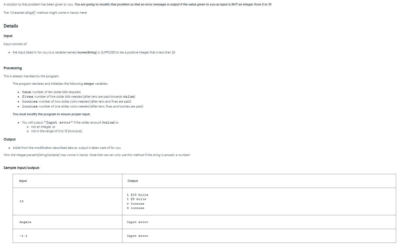 Solved A solution to that problem has been given to you. You | Chegg.com