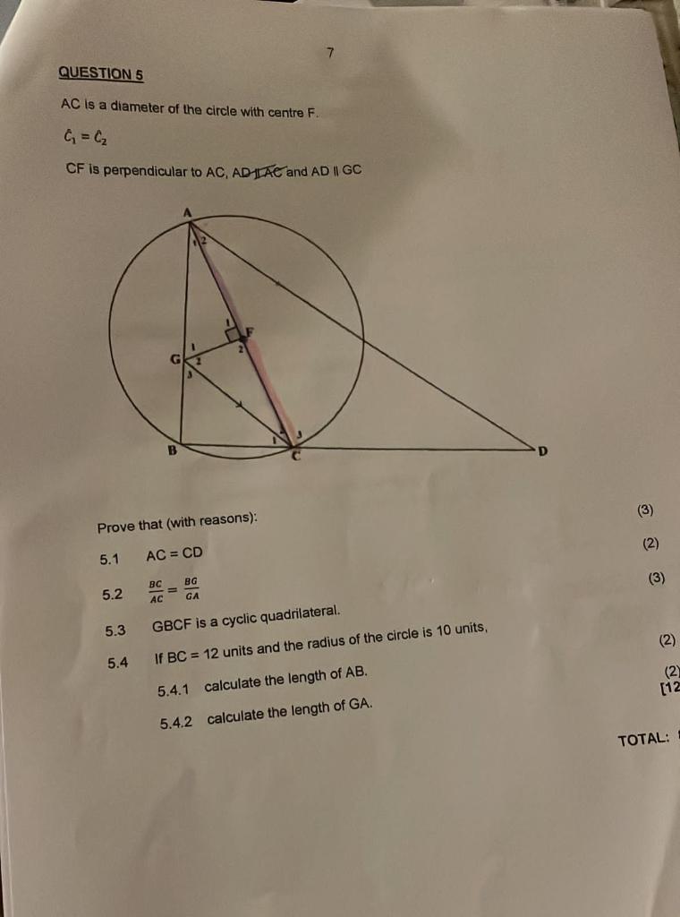 Solved QUESTIONS AC is a diameter of the circle with centre | Chegg.com
