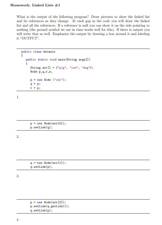 Homework: Linked Lists #1 What is the output of the | Chegg.com