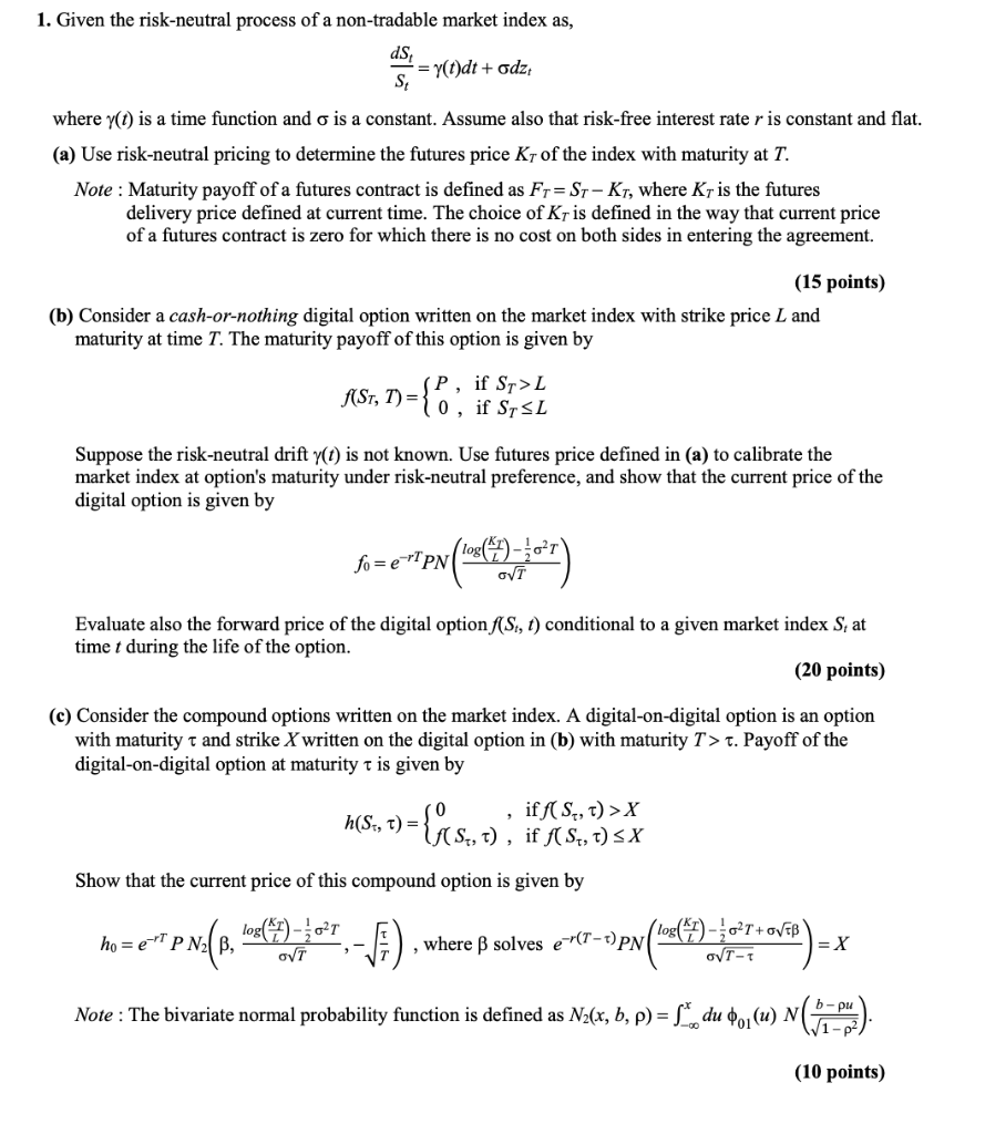 1. Given the risk-neutral process of a non-tradable | Chegg.com