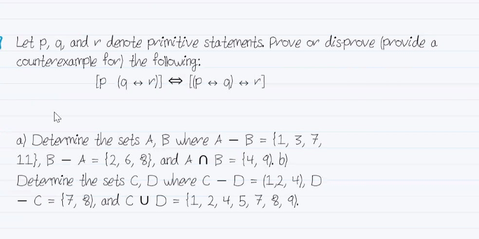 Solved I Let p, q, and r denote primitive statements. Prove | Chegg.com