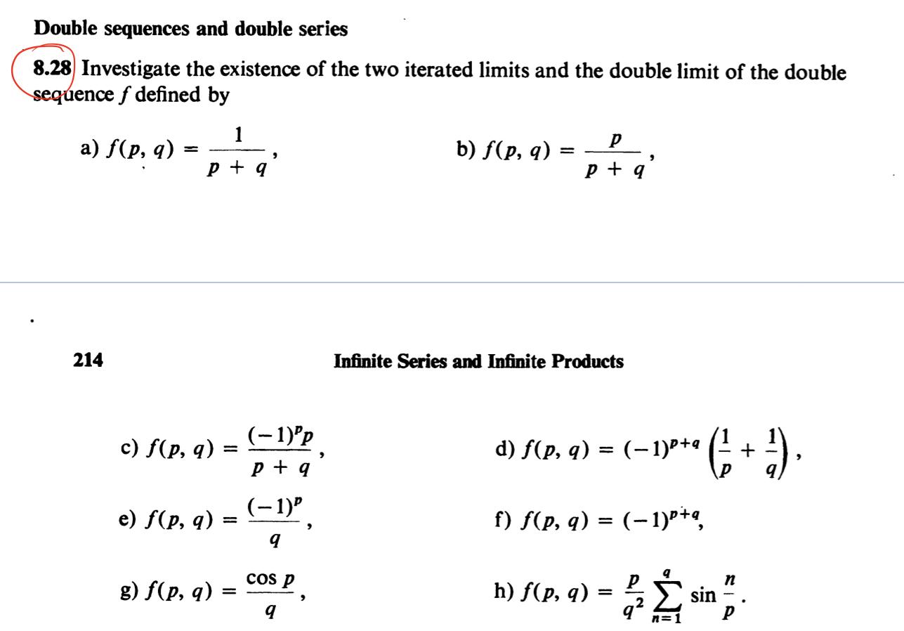 Solved Double sequences and double series 8.28 Investigate | Chegg.com