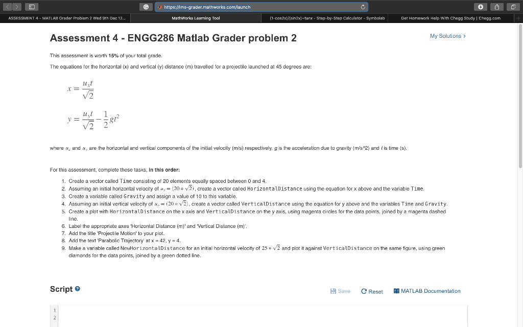 Solved G - https://ms-grader.mathworks.com/launch ASSESSMENT | Chegg.com
