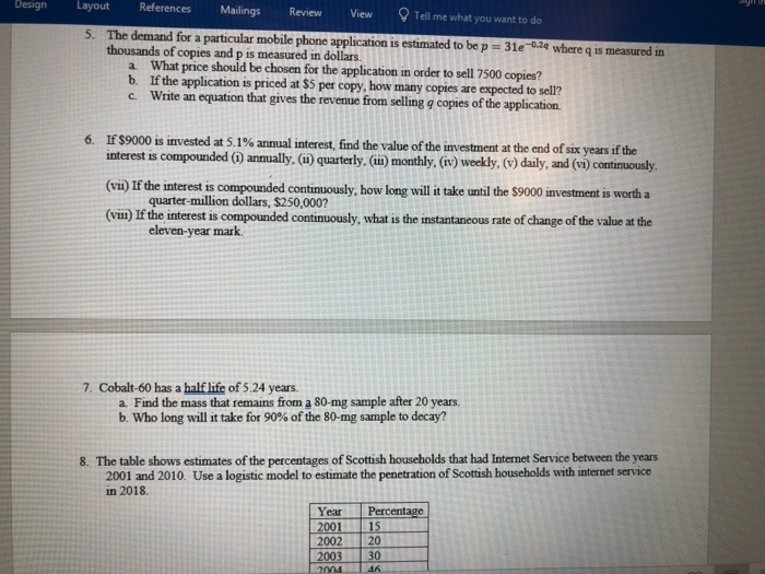 Solved esign Layout References Mailings Review View Tell me | Chegg.com