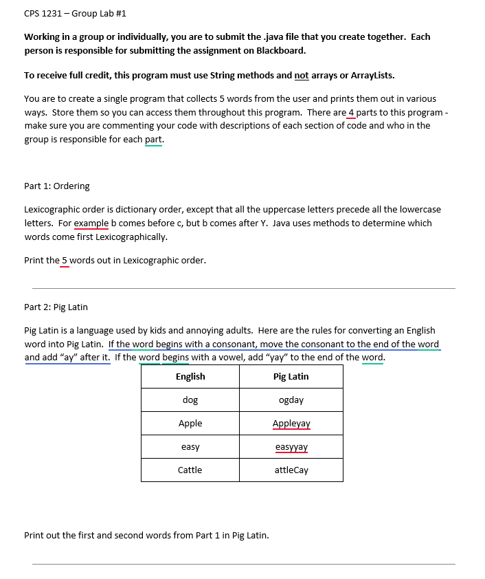 Solved CPS 1231 - Group Lab #1 Working in a group or | Chegg.com