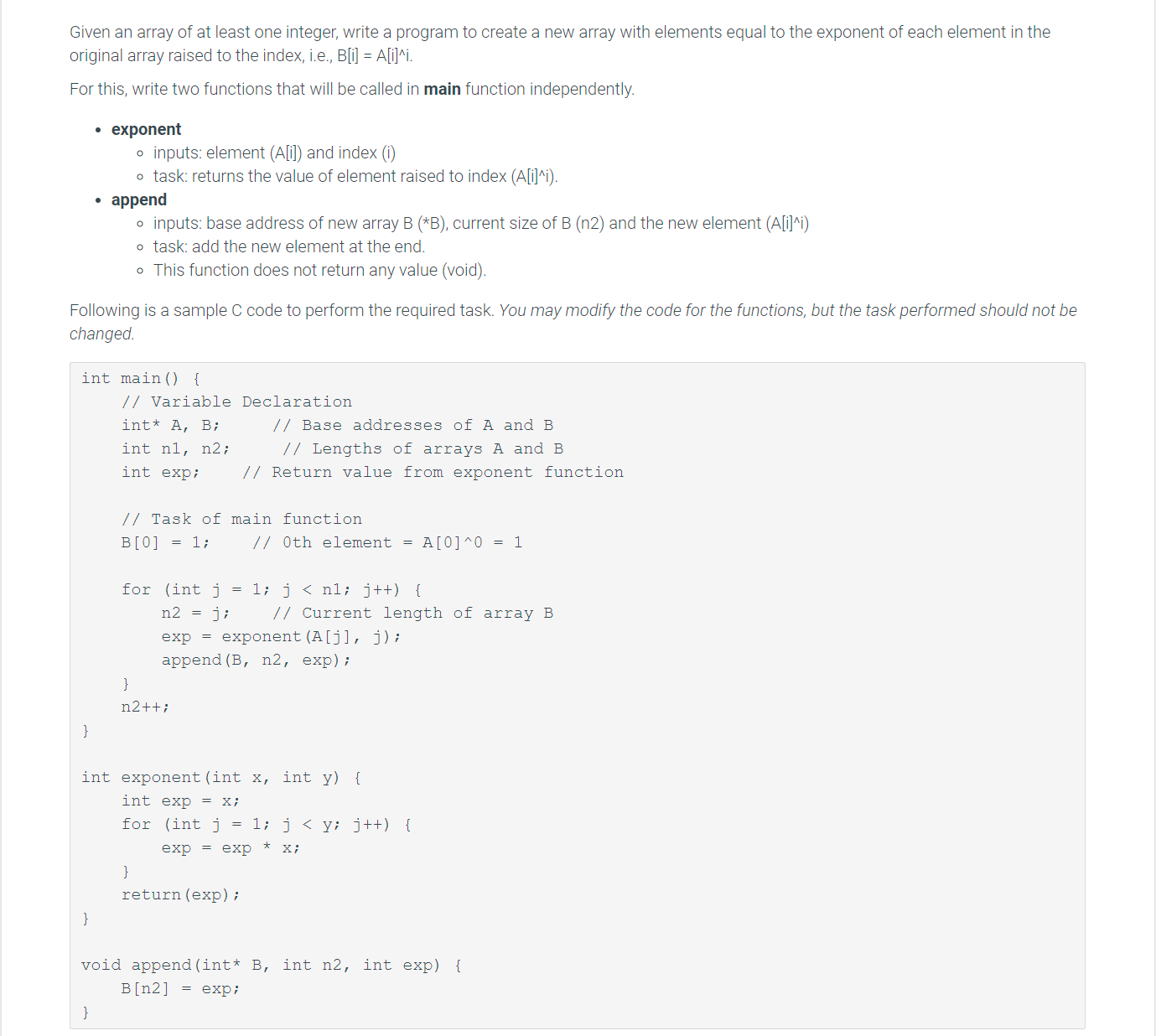Solved Given an array of at least one integer, write a | Chegg.com