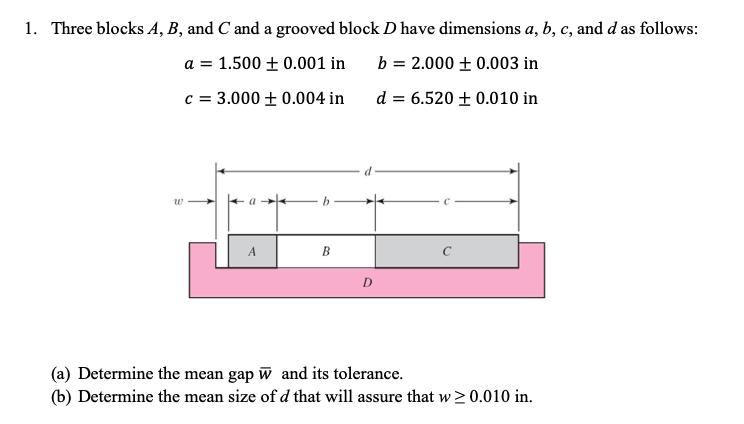 Solved 1. Three blocks A, B, and C and a grooved block D | Chegg.com