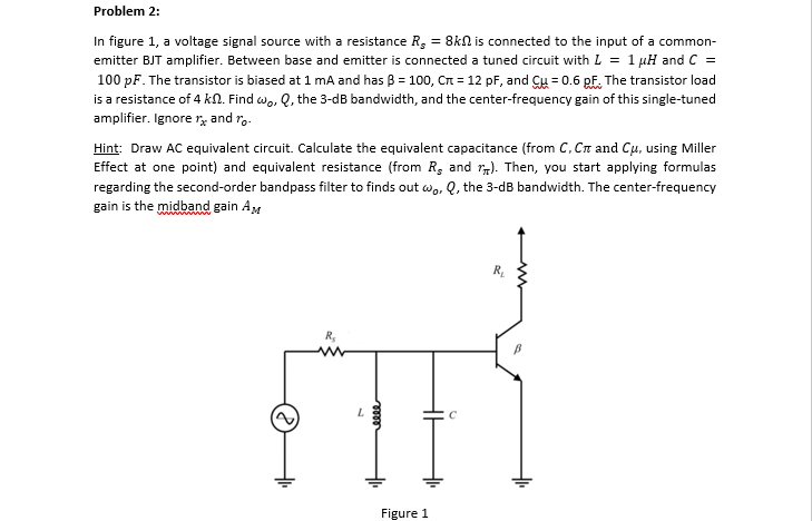 Solved Problem 2: In figure 1, a voltage signal source with | Chegg.com