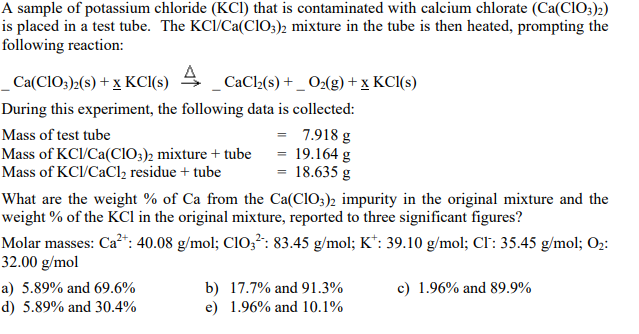 Solved A sample of potassium chloride (KCl) that is | Chegg.com