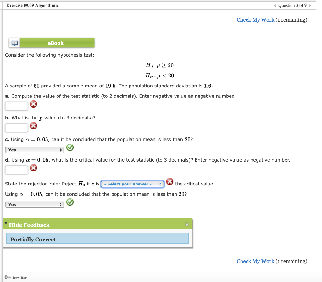 Solved Exercise 09.09 Algorithmic Question 3 of 9 Check My | Chegg.com